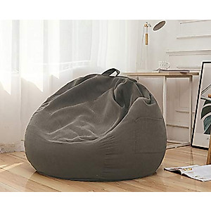 SANMADROLA Stuffed Animal Storage Bean Bag Chair Cover (No Filler)for Kids and Adults. Premium Corduroy Stuffable Beanbag for Organizing Children Plush Toys or Memory Foam Extra Large 300L (Warm Grey)