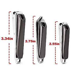 Moosec 3 pcs Nail Clippers Set Stainless Steel Nail Clippers & Slant EDG Toenail Clipper Cutter for Men and Women, Ultra Sharp Sturdy Nail Clipper for Thick Nails with Case