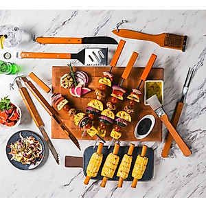 Mr. Bar-B-Q Deluxe BBQ Tool Set | All in One BBQ Tool Set | Premium Hard-Shell Case | Contains 18 Stainless Steel BBQ Grilling Tools | BBQ Tools Set for Men