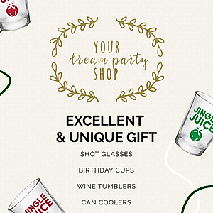 Let's Get Lit - Red Christmas Shot Glasses - Set of 12 Glass Party Shot Cups with Double-Sided Prints - Holiday Cocktail Glasses for Drinking Liquor, Tequila, Vodka