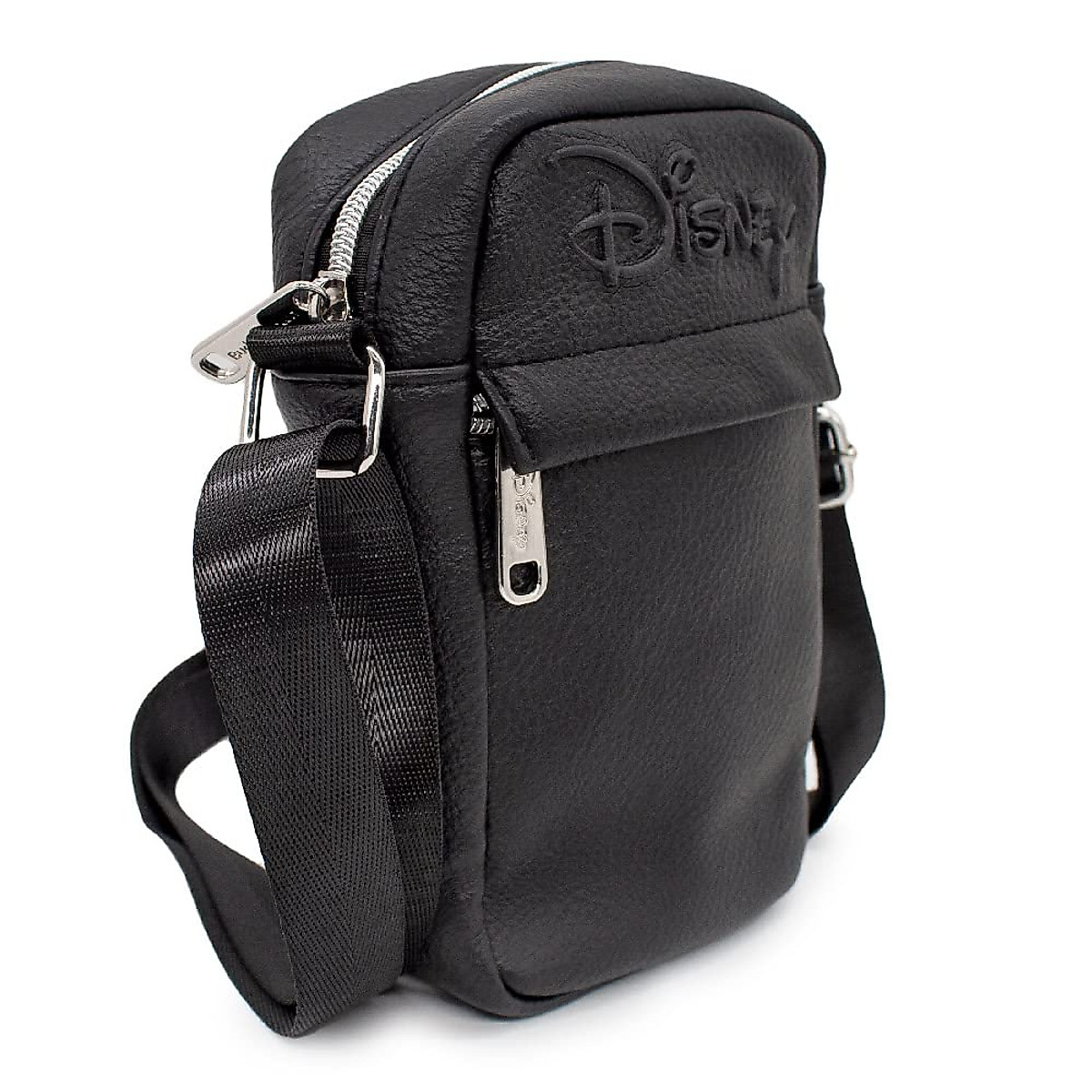 Disney Bag, Cross Body, Disney Signature Text Logo Embossed Black, Vegan Leather