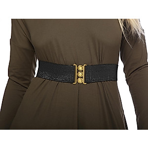 Anna-Kaci Women's Sparkly Glitter Waistband Wide Stretch Elastic Belt Wedding Sashes Bling Elegant Accessory, Shiny Black, One Size