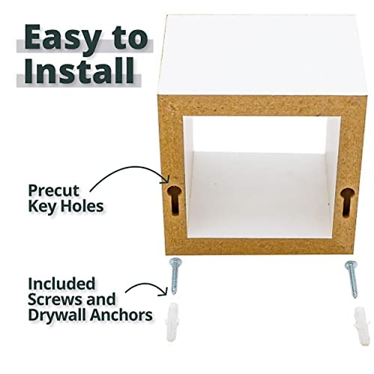 Greenco 3 Cube Floating Shelf, Easy-to-Assemble Floating Wall Mount Shelves for Bedrooms and Living Rooms, White Finish