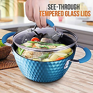 NutriChef Durable Non-Stick Cooking Pot - High-Qualified Kitchen Cookware with See-Through Tempered Glass Lids, 2.1 Quarts, Works with Model: NCCW11BD), One size, Blue - NutriChef PRTNCCW11BDCP