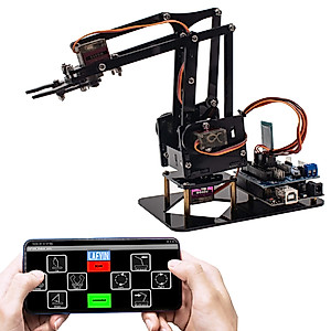 LAFVIN 4DOF Acrylic Robot Mechanical Arm Claw Kit Compatible with Arduino IDE DIY Robot with CD Tutorial