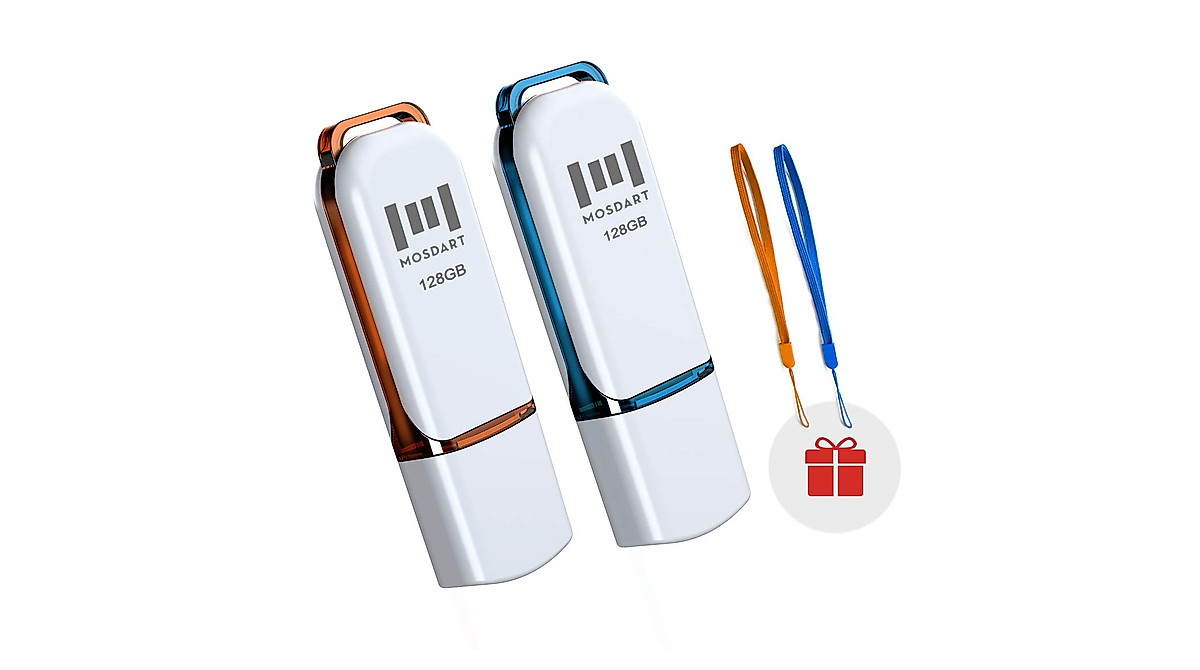 MOSDART 128GB USB 2.0 Flash Drive 2 Pack 128 GB exFAT Thumb Drives Jump ...