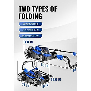 WILD BADGER POWER Lawn Mower 40V Brushless 18" Cordless, 5 Cutting Height Adjustments Electric Lawn Mower, Quickly Folding Within 5’s, 4.0AH Battery and Super Charger Included.