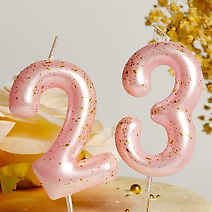 Hongplus Pink Gold Number 40 Candles, 40 Birthday Candle,Pink Happy Birthday Candles for Cake, Barbie Cake Topper Decorations for Girls Women Her 40th Birthday Party Decorations Supplies Favor Gift