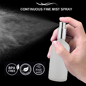Empty Frosted Glass Spray Bottle 3.4oz, Perfume Atomizer, Fine Mist Spray (2 PACK)