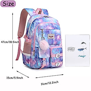 Makukke Backpack for Girls Women, 15.6 Inch Laptop School Bag Elementary College Bookbag Anti Theft Daypack for Women Students (Pink)