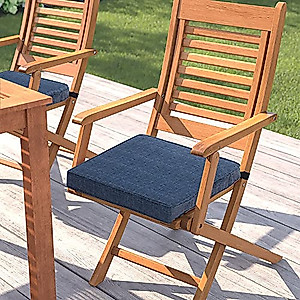 Magpie Fabrics Indoor/Outdoor Waterproof Square Corner Seat Cushion, 18" x 18" x 2.5", 2 Pack, Weather Resistant Universal Seat Cushions, for Patio Garden Dining(Navy Blue Textured)