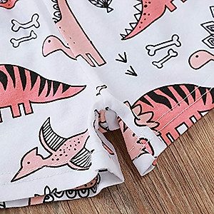 Toddler Kids Baby Girl Summer Clothes Sassy Shirts Tank Top+Dinosaur Shorts Pants Outfit Set (Tank top+Shorts, 2-3T)