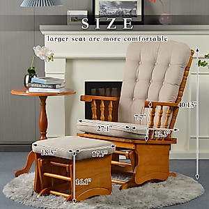 Dvasovio Rustic Glider Chair for Nursery with Ottoman, Resistant Rubber Wood Nursery Glider and Ottoman Sets for Relaxing, Rocking Chair for Living Room Bedroom