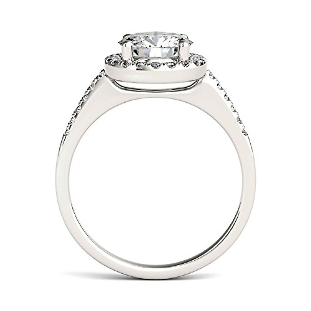 Charles & Colvard Created Moissanite 7.5mm Round Cut Engagement Ring for Women | 1.82 cttw DEW | Lab Grown | Solid 14K White Gold with Rhodium | Size 6