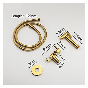 ZCERA Bidet Faucet Brass Portable Bidet Sprayer Shower Set Toilet Faucet Single Cold Water Bathroom Shower Head, Gold