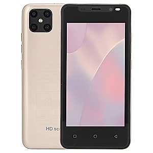 IP 12 Pro 4.66in Unlocked Smartphone, 512MB+4GB, for Android 4.4.2, 0.3MP+ 2MP,1500mAh, Dual Card Dual Standby Cell Phone, WiFi+BT+FM Supported, Expanded 128GB Memory(Gold)