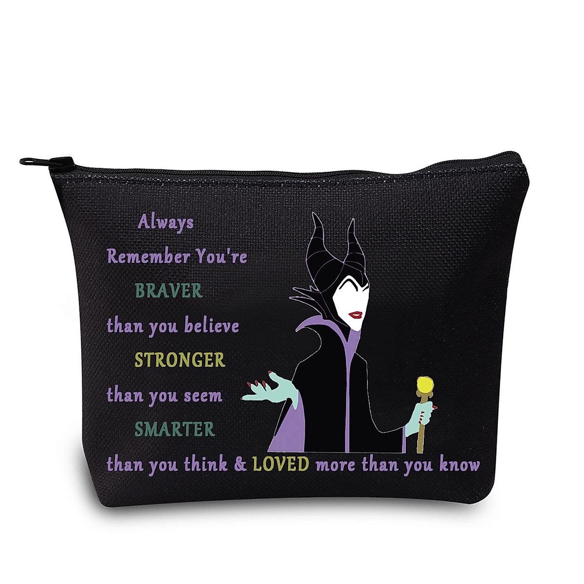 LEVLO Villains Movie Cosmetic Make Up Bag Movie Fans Gift You Are Braver Stronger Smarter Than You Think Villains Zipper Pouch Bag(Always Villains Black)