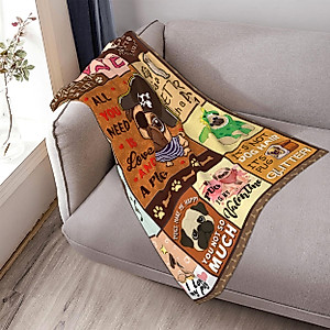 Qzxyni Pug Gifts for Pug Lovers, Pug Gifts for Women, Pug Blanket 50" x 60", Cute Pug Dog Lover Throw Blanket for Adult Kids, Pug Gifts