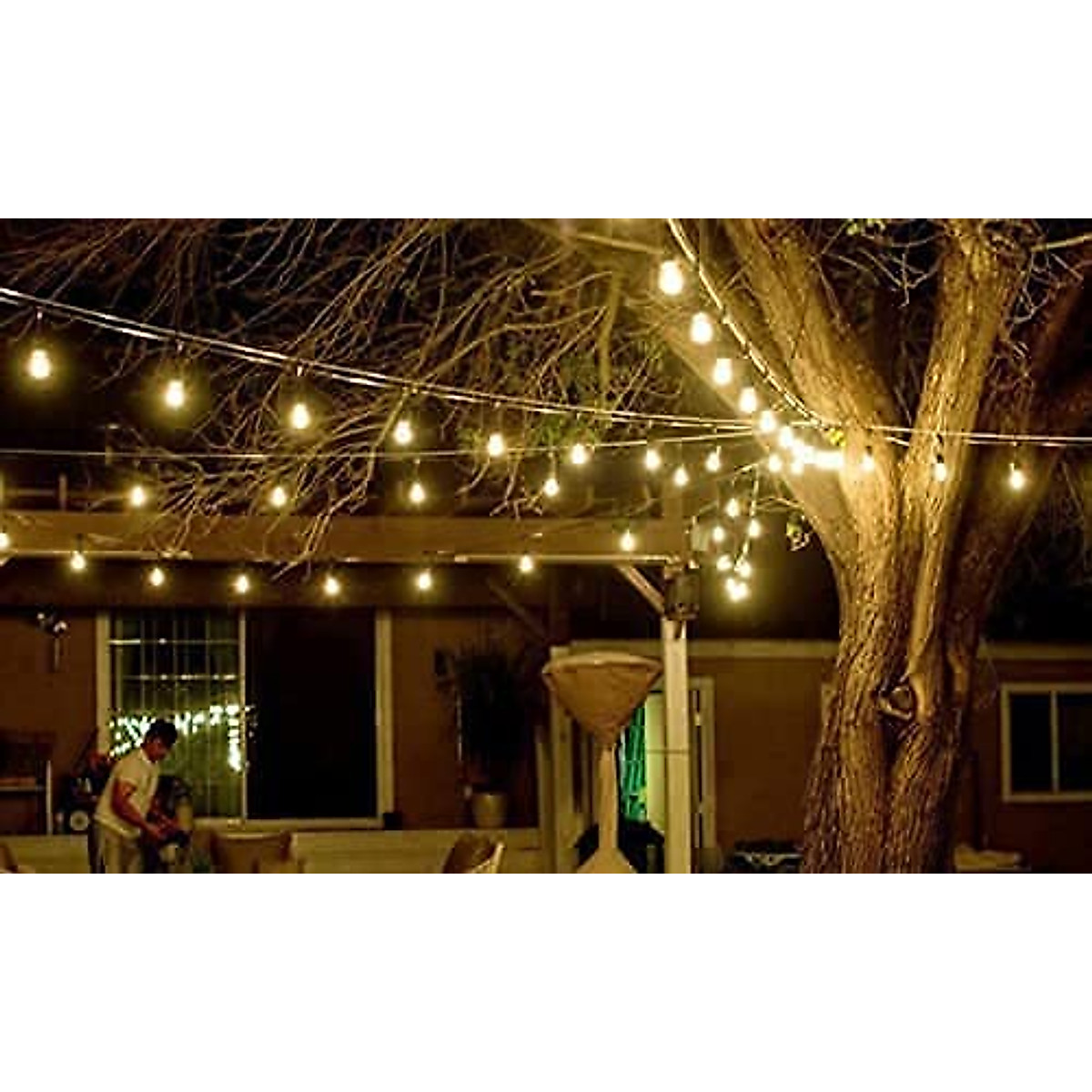 Joursdela 96FT 2-PACK outdoor string light 30 Incandesent edison string light ST14 clear bulb linkable and dimmable for patio, bistro garden Christmas decor