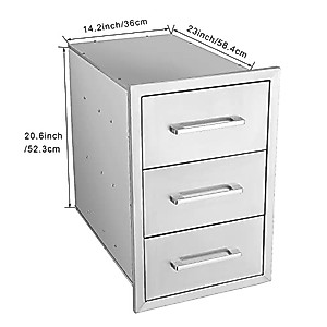 TELAM Stainless Steel Combined Drawer Cabinet 14 W x 21 H x 23 D Outdoor Kitchen Drawer Combo Stainless Steel Combination Cabinet 14 W x 21 H x 23 D Perfect for Outdoor Kitchen BBQ Island