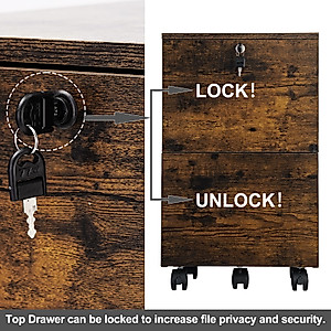 TOPSKY 2 Drawers Wood Mobile File Cabinet for Letter Size Files Fully Assembled Except Casters (Rustic Brown)