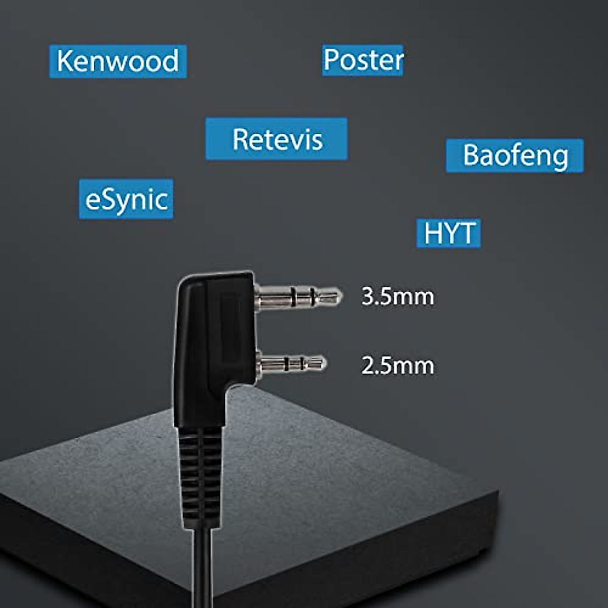 Retevis VOX Hands Free Walkie Talkie Earpiece with Mic, Coil Tube, G Shape Earhook, Compatible RT22 RT21 H-777 RT68 RT19 RT22S RB39 Two Way Radios, 2 Pin Two-Way Radio Earpiece(6 Pack)