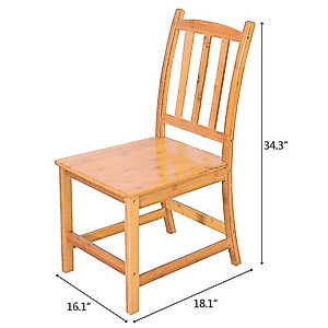 Huedimboene Set of 2 Farmhouse Armless Dining Chairs for Kitchen, Kitchen Chair with Rake Back, Wooden Dining Room Chairs, 18.1''D x 16.1''W x 34.2''H, Natural Color