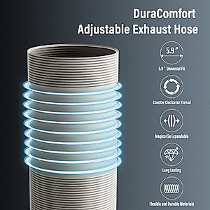 DuraComfort Air Conditioner Hose, 5.9 Inch (6”) Diameter Portable AC Hose, Anti-Clockwise Thread Up to 80 Inch Length, Room Air Conditioner Replace Vent Exhaust Hose