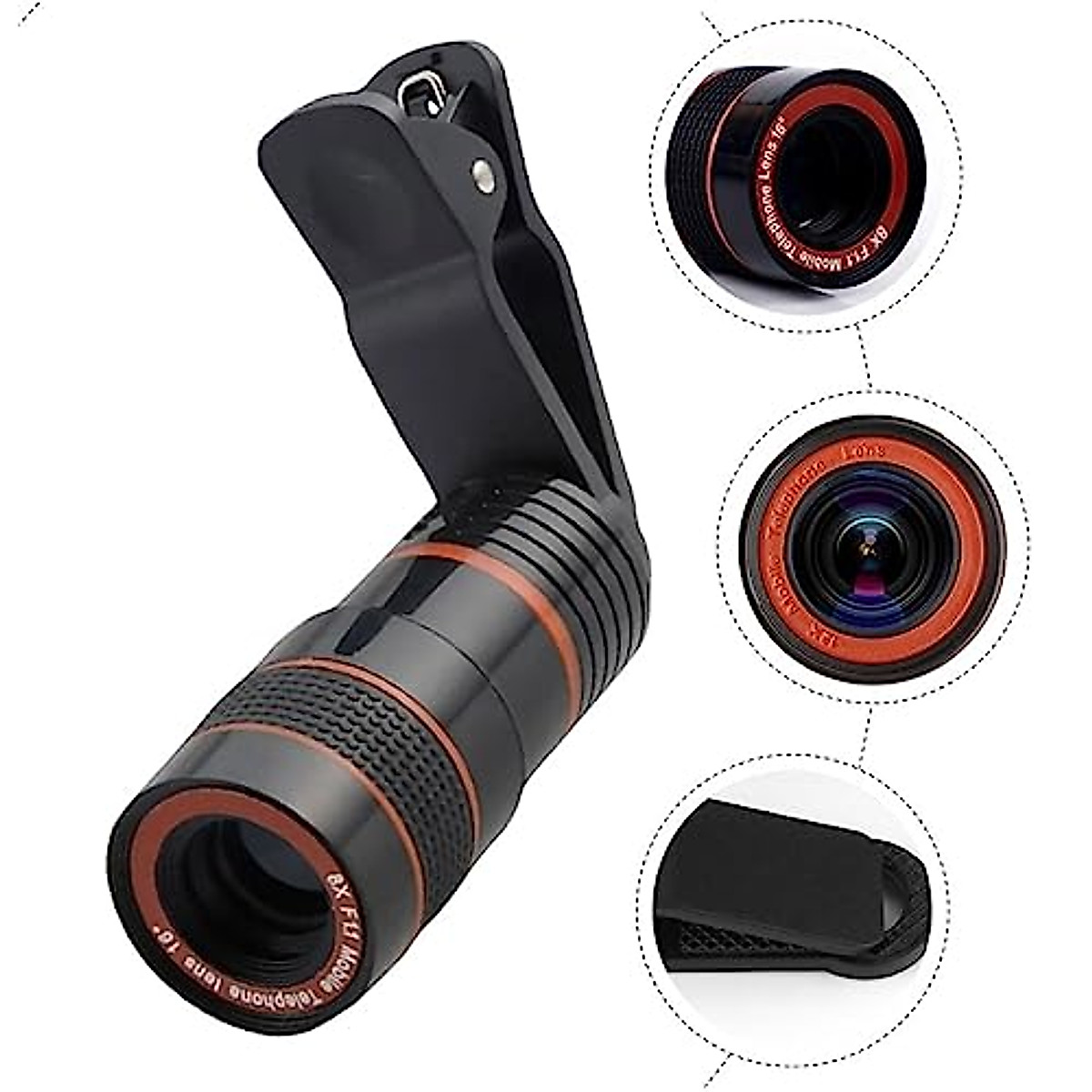 Camera Lenses 2pcs Phone Lens Telephoto Lens Camera Lens Macro Camera Lens Phone Lens with Clamp Clip on Phone Lens Intelligent Macro Lens Cell Phone Travel Abs Black