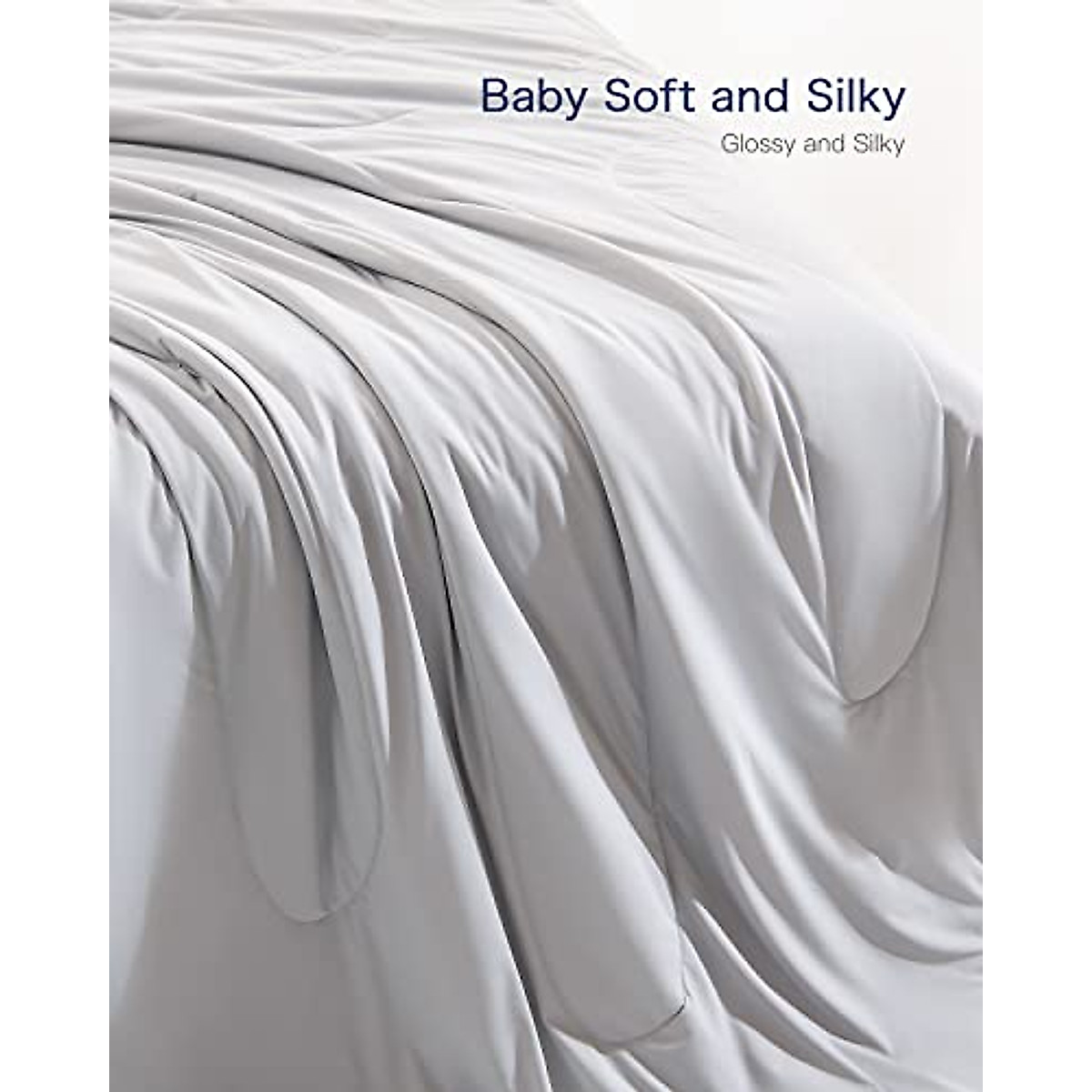Kivik Cooling Comforter Queen, Cooling Down Alternative Duvet for Hot Sleepers, Soft Summer Duvet Insert for Night Sweats, Cool & Breathable Blanket, Grey 90x90 Inches