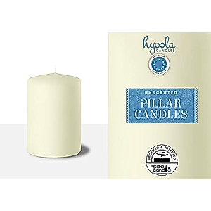 HYOOLA Ivory Pillar Candles 2x3 Inch - 24 Pack Unscented Bulk Pillar Candles - European Made