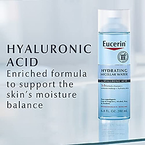 Eucerin Hydrating 3-in-1 Micellar Water, Formulated with Hyaluronic Acid, 6.8 Fl Oz Bottle