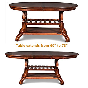 Liveasy Furniture Dining Room Set with Oval Extendable Dining Table and Chairs in Espresso (Dining for 6)