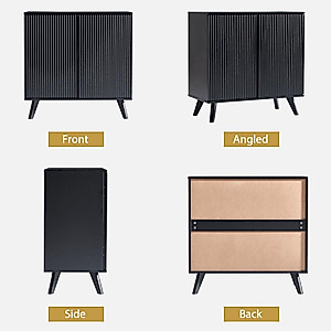 AFFEIVUL Black Accent Buffet Cabinet with Adjustable Shelves, Freestanding Sideboard with Double Doors for Hallway Entryway Living Room