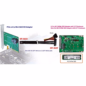 U.3 (SFF-8639) PCIe Gen3 to M.2 NVMe SSD Adapter