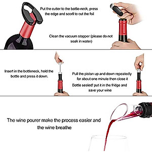 Electric Wine Opener - Flauno Automatic Wine Bottle Opener, Electric Corkscrew Wine Opener with Foil Cutter, Vacuum Wine Stopper, Wine Aerator Pourer, Ideal Wine Gift Set, Rechargeable