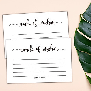 50 Words of Wisdom Advice Cards for Graduation, Marriage, wedding, Use As Bridal or Baby Shower Party Games, Boy or Girl Baby Prediction or Advice Cards. 4" x 6"