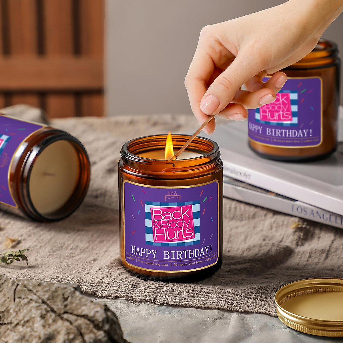 Happy Birthday Candle Gifts for Women,Unique Best Friend Birthday Gifts for Her,Sister,Funny Birthday Gifts for Men,Mom,Dad,Bestie Birthday Present,16 18 21 30 40 50 60 Bithday Gifts - Purple