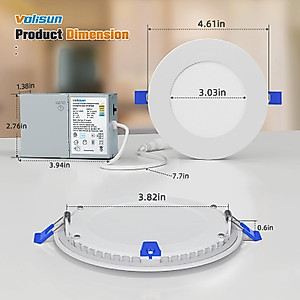 VOLISUN 24 Pack 4 inch Recessed Lighting, 5CCT LED Recessed Light with Junction Box, 2700K-5000K Selectable, 9.5W Eqv 80W, 810LM Dimmable Canless Wafer Downlight, LED Ceiling Light ETL Certificated