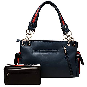 HW Collection USA American Flag Stars Stripe Concealed Carry Country Patriotic Handbag Wallet Set (USA Flag Set)