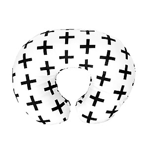 Mila Millie Premium Quality Nursing Pillow Cover Nordic Swiss Black Cross Unisex Design Slipcover - 100% Cotton Hypoallergenic - Great for Breastfeeding Mothers - Fits Boppy Pillow
