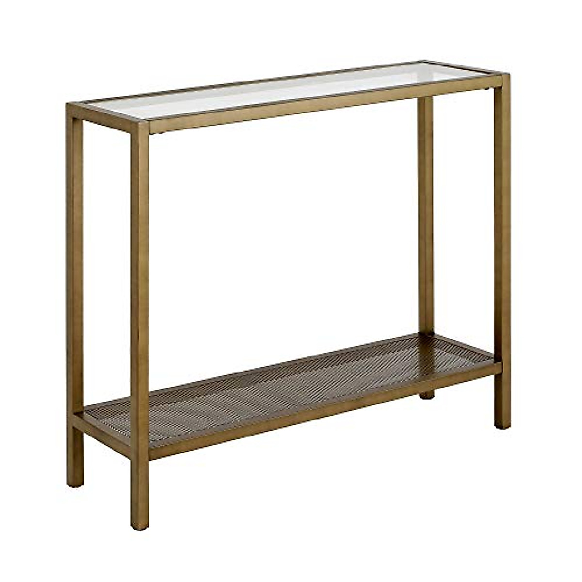 Henn&Hart 36" Wide Rectangular Console Table in Brass, Entryway Table, Accent Table for Living Room, Hallway