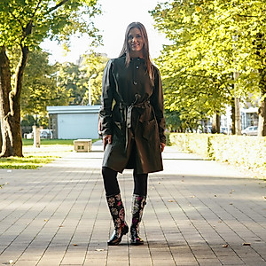 NORTY Women's Hurricane Rain Boots Knee High Calf Length - Glossy Matte Waterproof Rubber Tall Shoes - Multi Color Dot Size 9