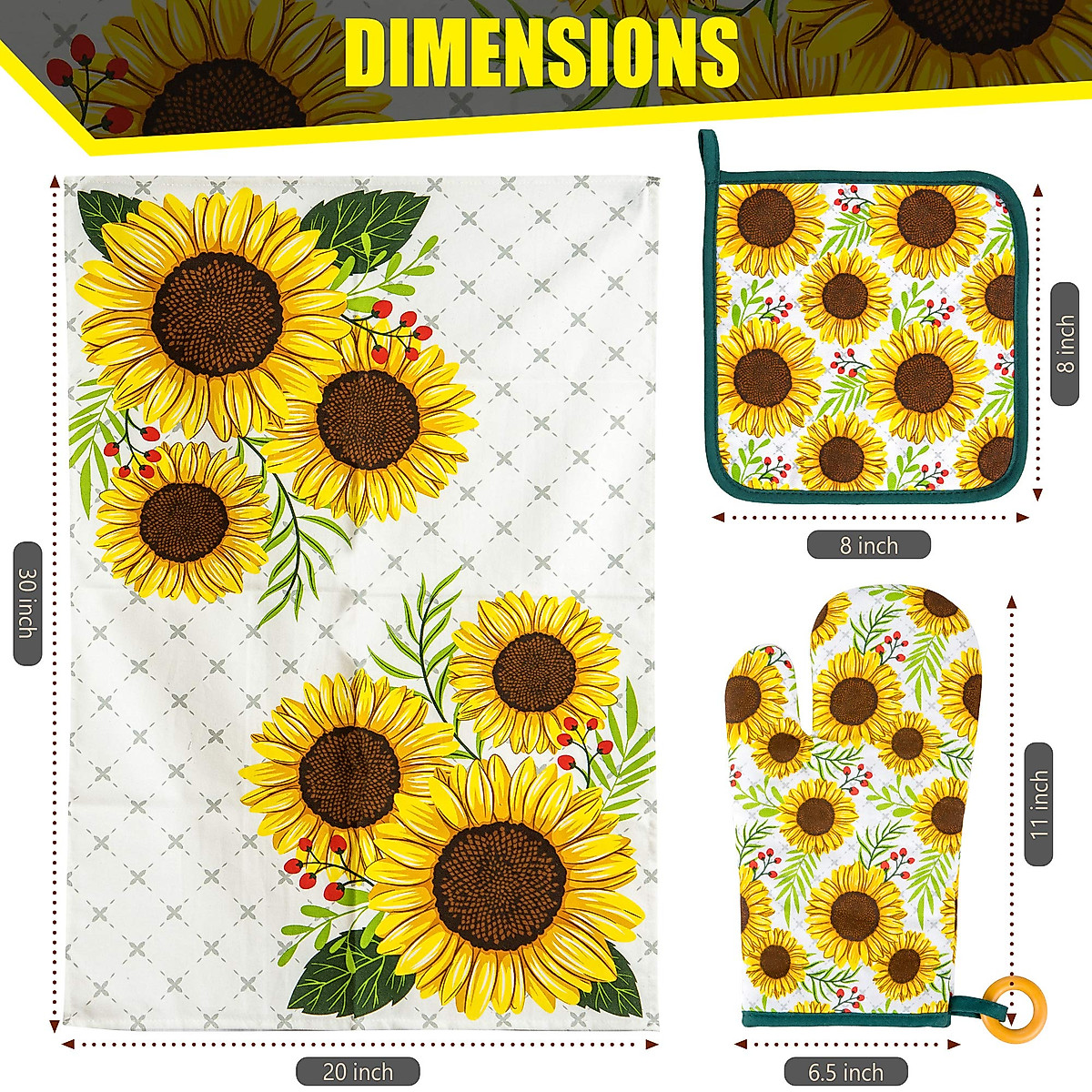 KOALAND Sunflower Kitchen Towels Set of 5