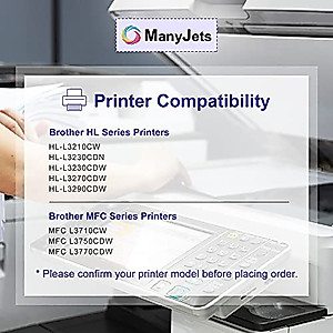 ManyJets TN227 Compatible Toner Cartridge Replacement for Brother TN227BK TN 227 BK TN223 Work with HL-L3210CW HL-L3290CDW HL-L3270CDW MFC-L3750CDW MFC-L3710CW HL-L3230CDW MFC-L3770CDW (Black,2-Pack)