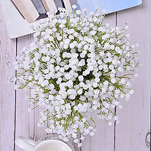 10Pcs 30 Bunches White Babys Breath Artificial Flowers Real Touch Fake Gypsophila Faux Plants for Wedding Garland Wreath Girl Crown Flower bonquet DIY Flores Arrangement Table Décor Centerpiece