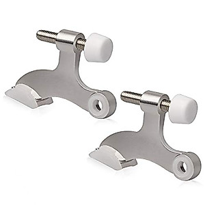 KOVOSCH 2 Pack Hinge Pin Door Stopper Brushed Satin Nickel - Adjustable Heavy Duty Hinge Pin Door Stop with White Rubber Bumper Tips