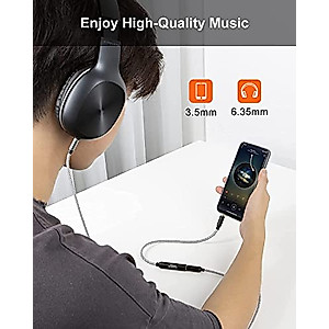 CableCreation 3.5mm to 6.35mm Headphone Adapter 1FT, TRS 6.35 (1/4 inch) Female to 3.5 (1/8 inch) Male Adapter Cable for Amplifier, Guitar, Headphone, Home Theater Devices, Laptop, Phone