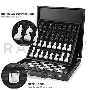 RADICALn 15 Inches Handmade Marble Black and White Weighted Full Chess Game Set with Storage Box Chess Sets for Adults