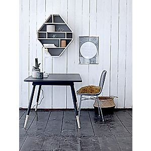 Bloomingville Handwoven Seagrass Folding Basket with Handles, Natural and Black